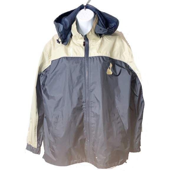Jackets & Coats | Block Island Navy Blue Tan Rain Jacket W Hood S ...